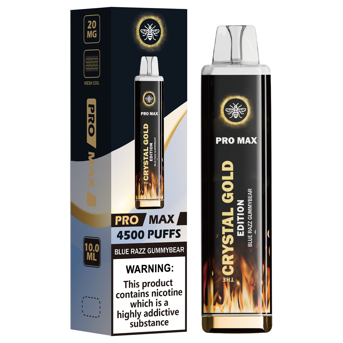 The Crystal Pro Max Gold Edition 4500 Puffs Disposable Vape-Box of 10 ...