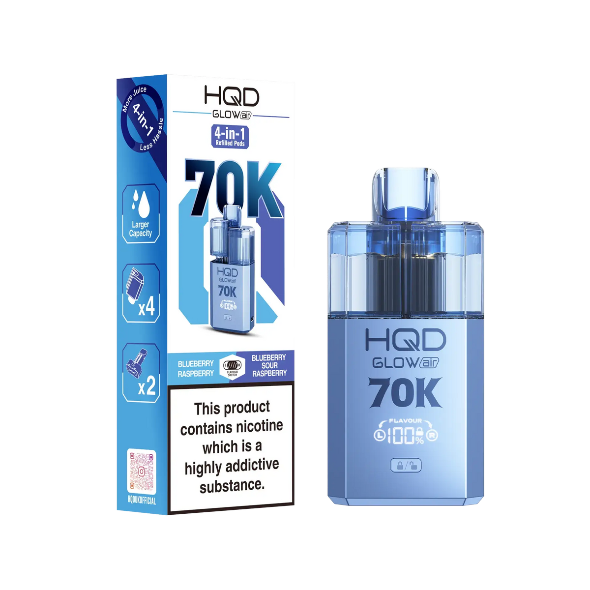 HQD Glow Air 70K Pod Vape Kit – Vape Area UK